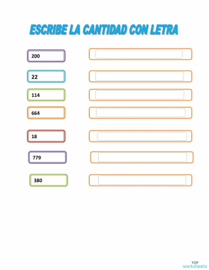 Escritura de números: Los números en palabras. Interactive worksheet ...