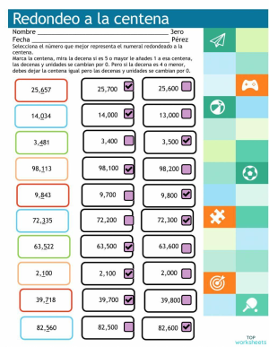 Redondeo a la centena. Ficha interactiva | TopWorksheets