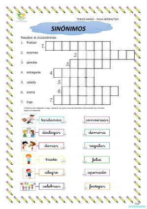 Sinónimos: interactive worksheets and online exercises | TopWorksheets