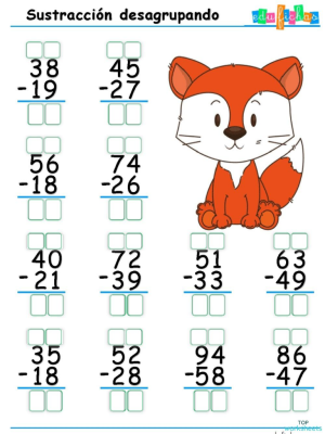 Restas con llevadas. Ficha interactiva | TopWorksheets