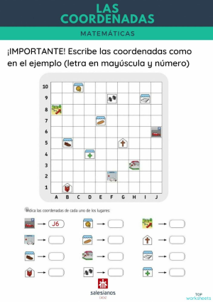 Coordenadas: fichas interactivas y ejercicios online | TopWorksheets