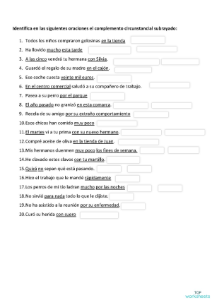 Sintaxis: fichas interactivas y ejercicios online | TopWorksheets