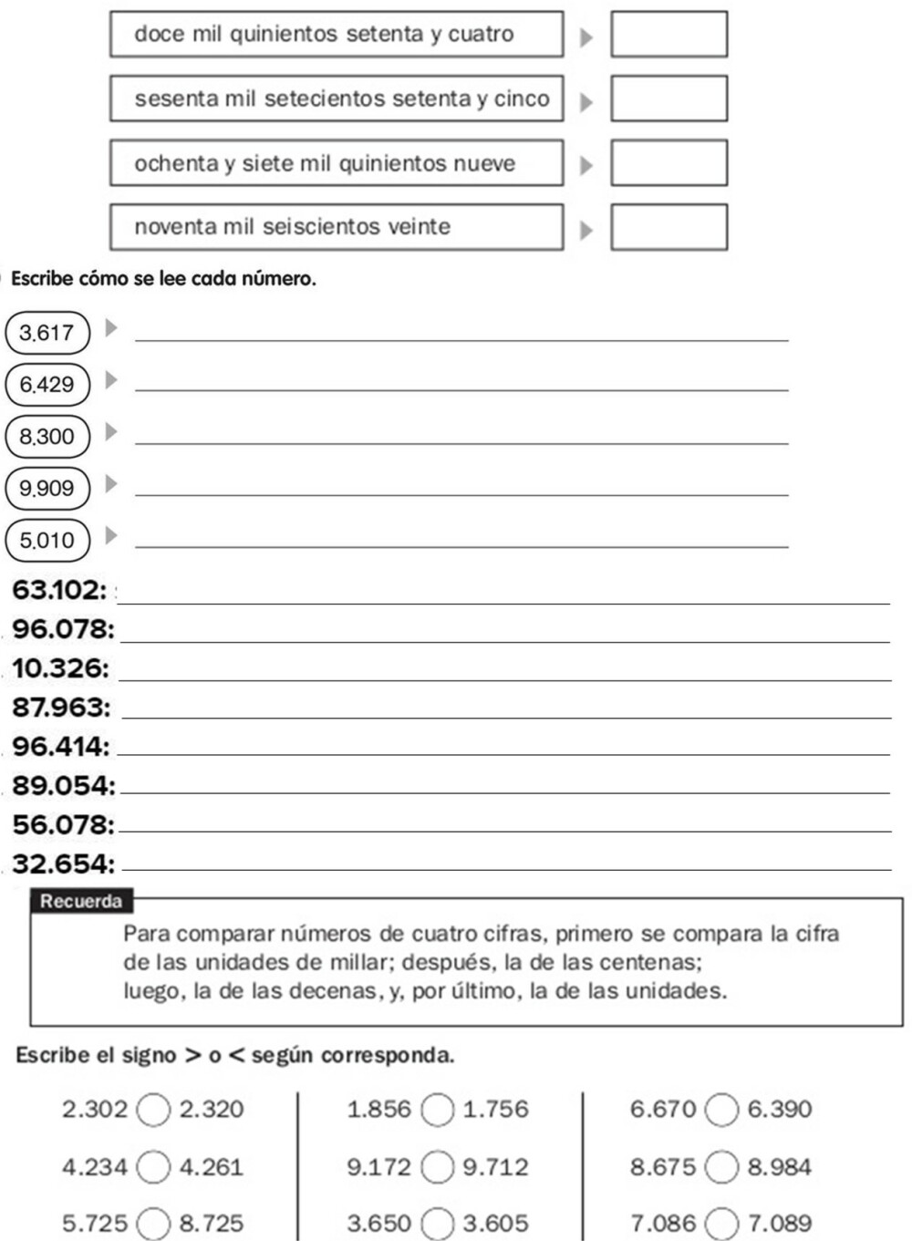 GUÍA FASE DIAGNÓSTICA MATEMÁTICAS - CUARTO GRADO. Interactive worksheet ...